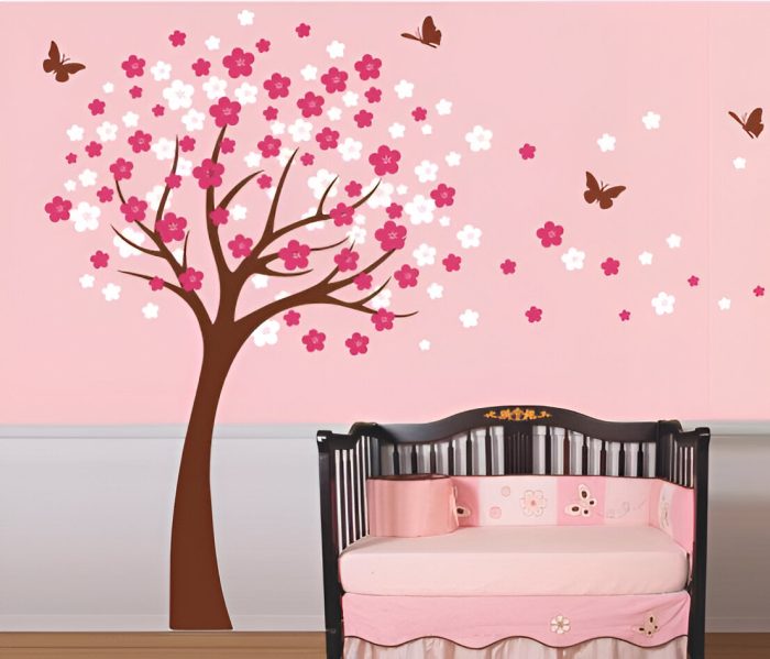 Butterfly Cherry Blossom Tree Wall Decals